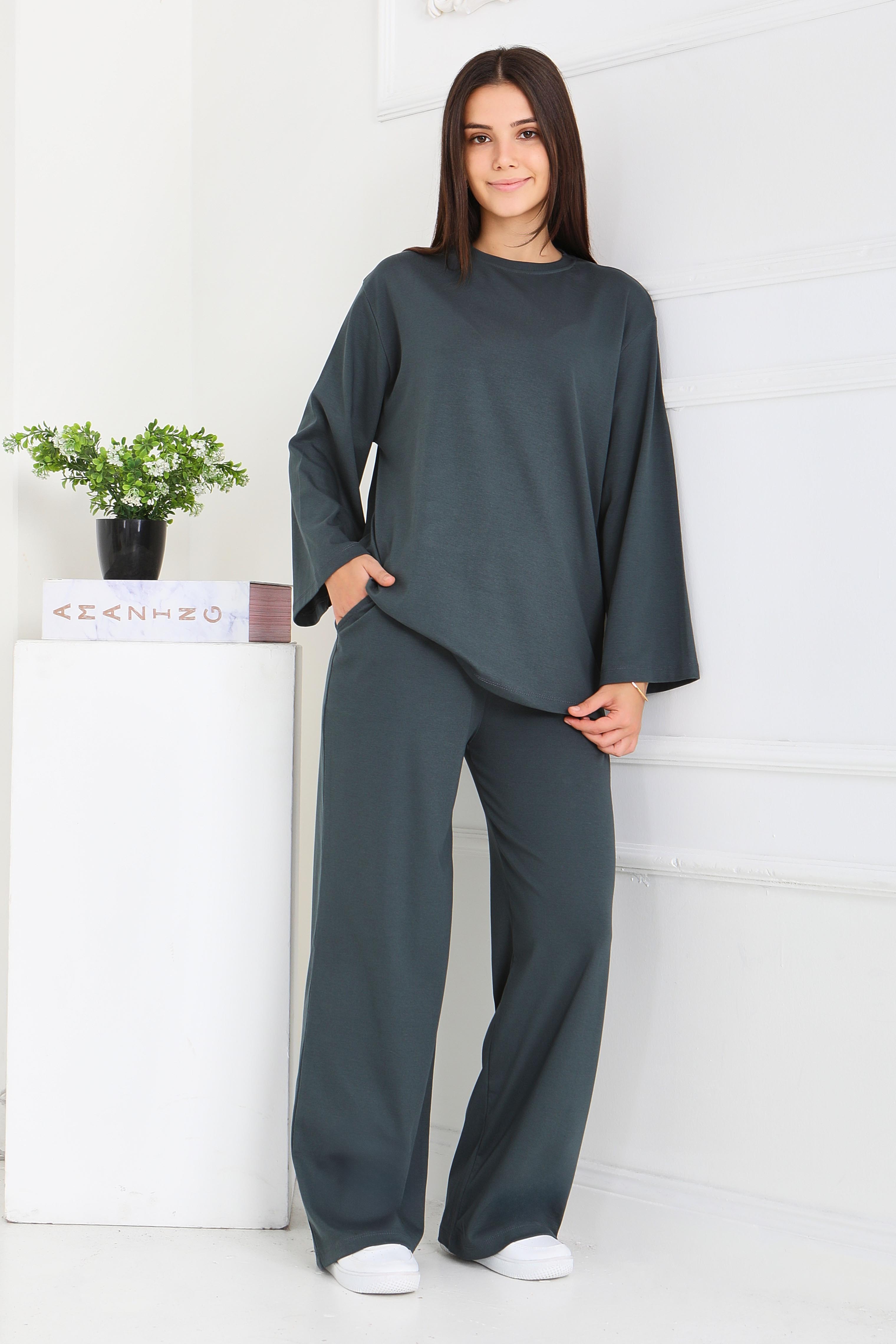 Geniş Paçalı İki İplik Eşofman Takımı - 27717-KOYU-PETROL | En Uygun ...