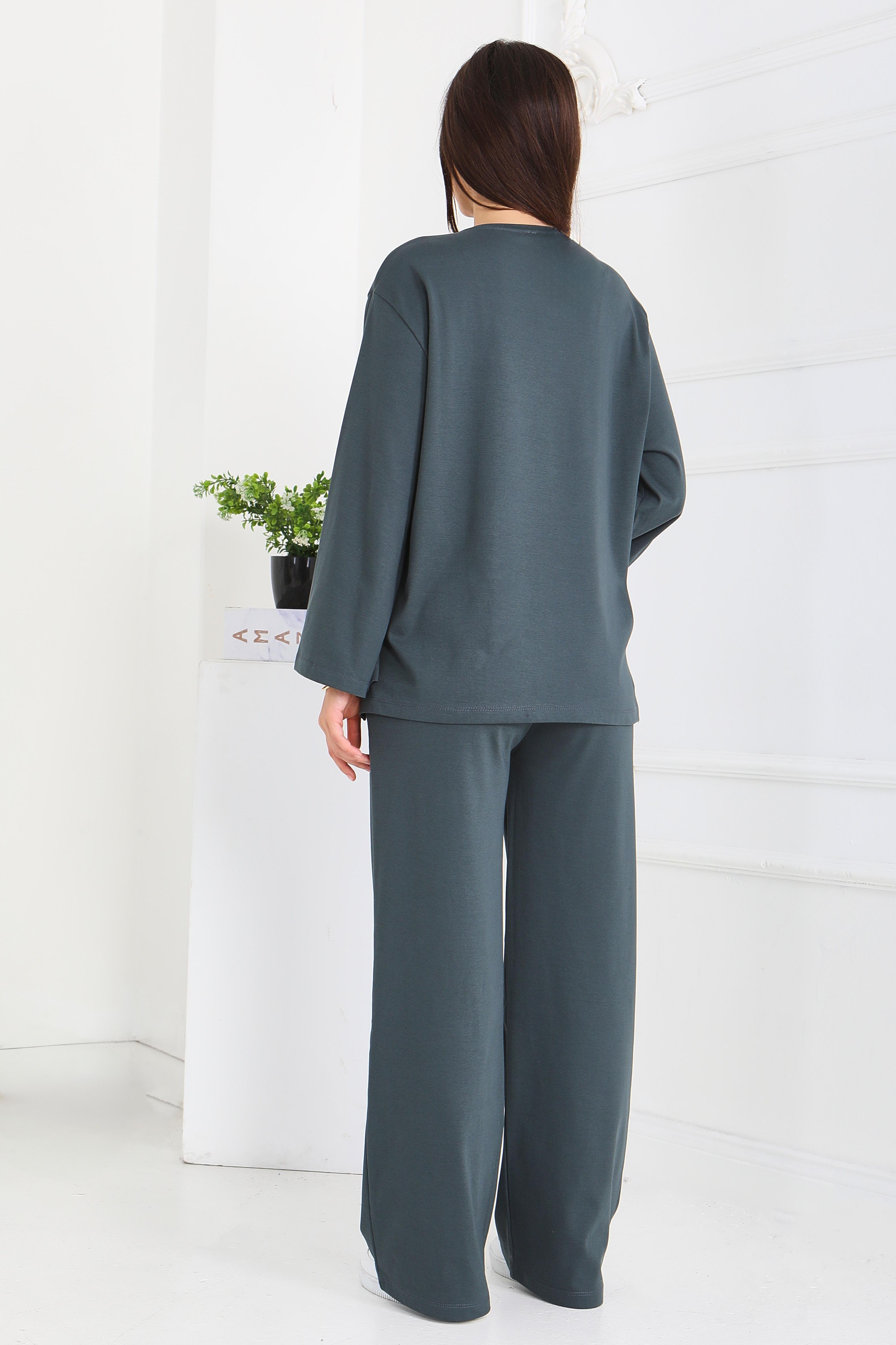 Geniş Paçalı İki İplik Eşofman Takımı - 27717-KOYU-PETROL | En Uygun ...